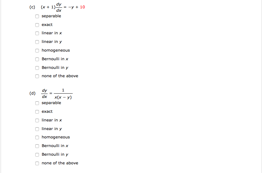 Solved Classify each differential equation as separable, | Chegg.com