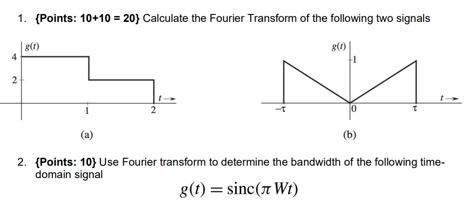 Solved 1. { Points: 10+10=20} Calculate the Fourier | Chegg.com