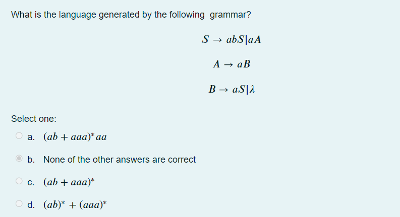 Solved What is the language generated by the following | Chegg.com