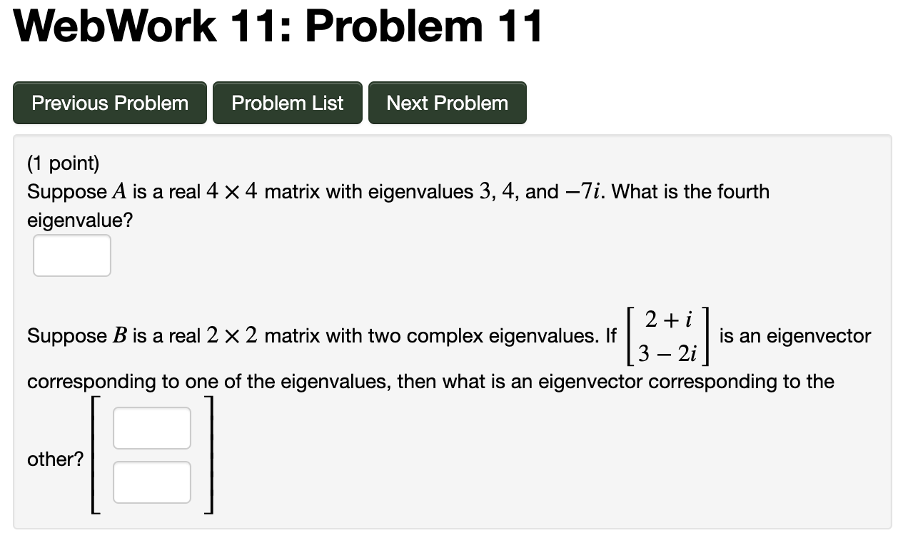 Solved WebWork 11: Problem 11 Previous Problem Problem List | Chegg.com