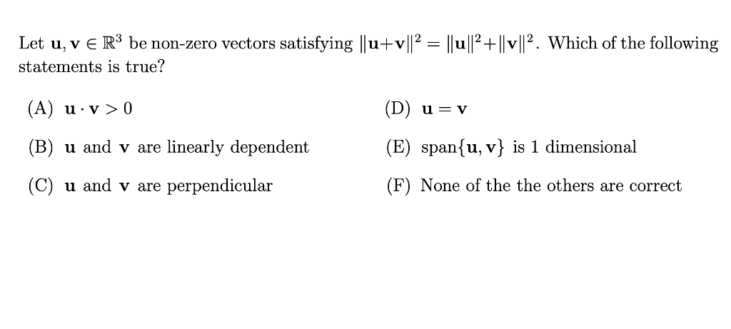 Solved Let u,v∈R3 be non-zero vectors satisfying | Chegg.com