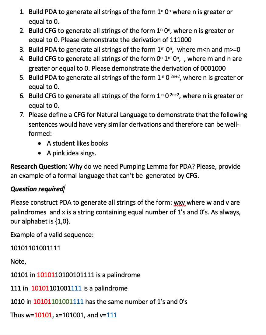 Solved 1. ﻿Build PDA to generate all strings of the form | Chegg.com