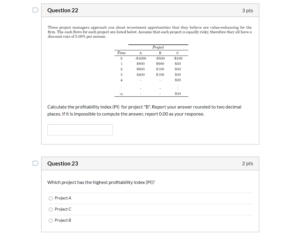 Solved Question 22 3 pts Three project managers approach you | Chegg.com
