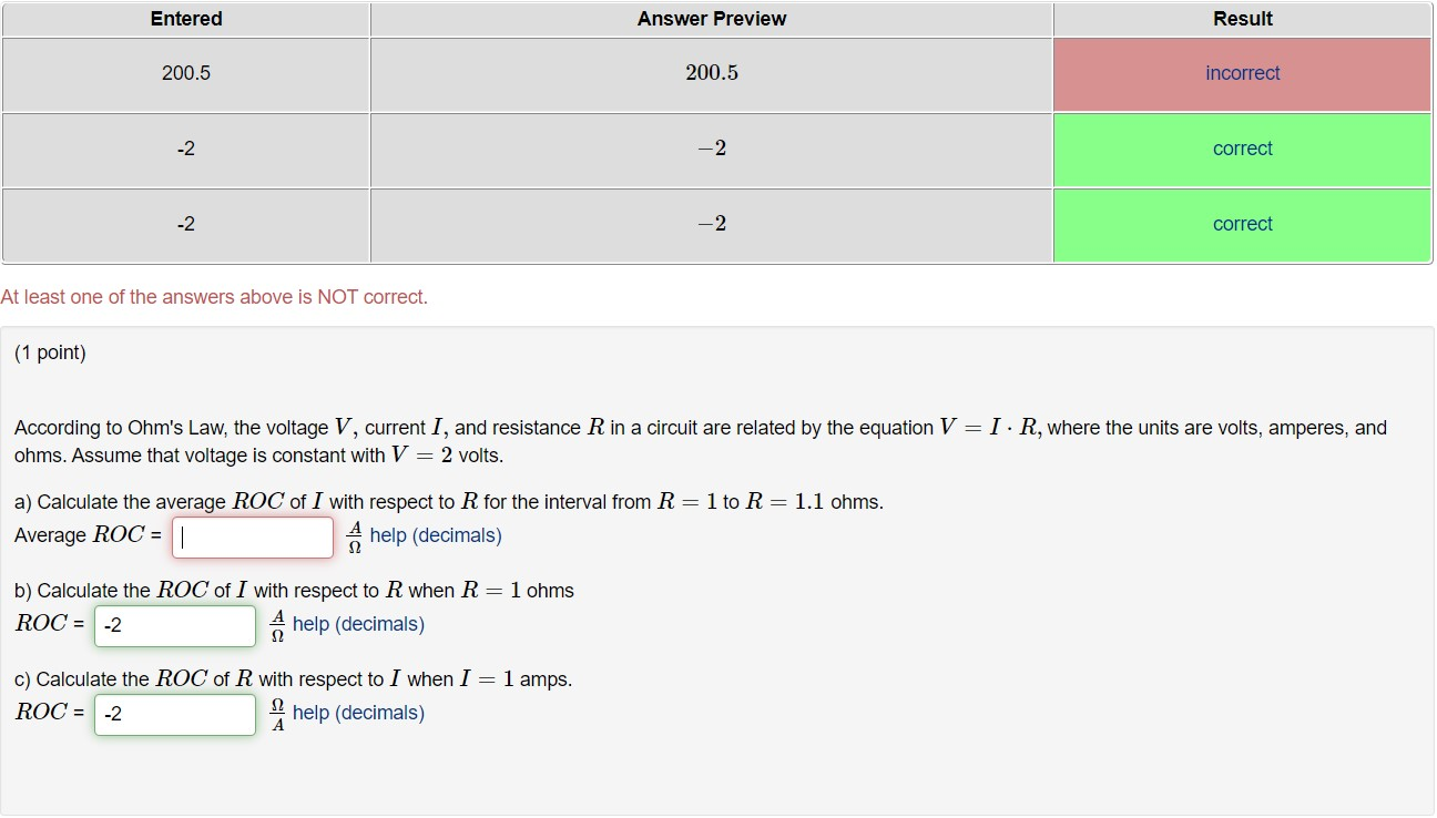Solved Entered Answer Preview Result 200.5 200.5 incorrect | Chegg.com