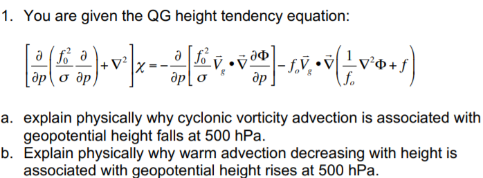 Solved 1. You are given the QG height tendency equation: | Chegg.com