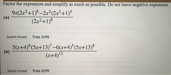 Solved Factor the expression and simplify as much as | Chegg.com