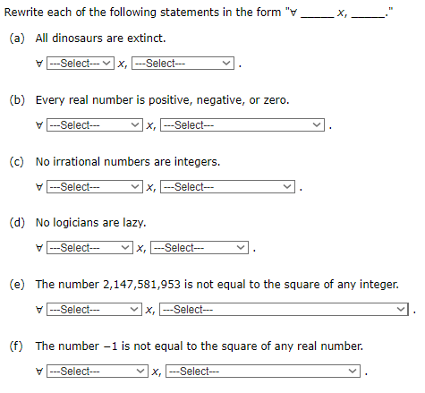 Solved Rewrite each of the following statements in the form | Chegg.com