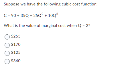 Solved Suppose we have the following cubic cost function: | Chegg.com