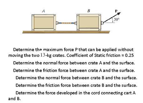 Solved A B B 30° Determine the maximum force P that can be | Chegg.com