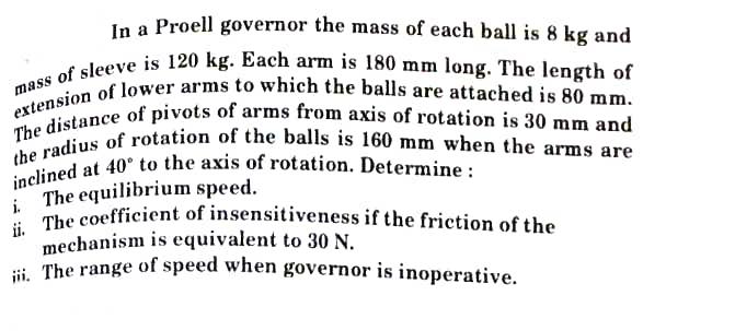 Solved In a Proell governor the mass of each ball is 8 kg | Chegg.com