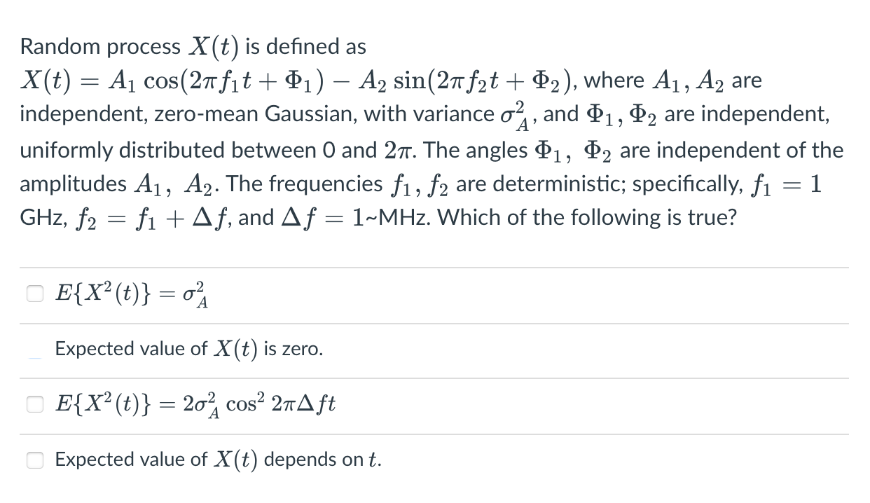 Solved Random process X(t) is defined as | Chegg.com