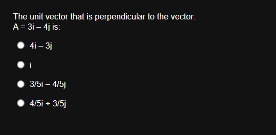 Solved The unit vector that is perpendicular to the vector: | Chegg.com