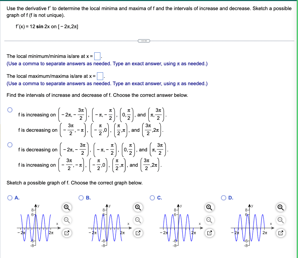 Solved Use the derivative f′ to determine the local minima | Chegg.com