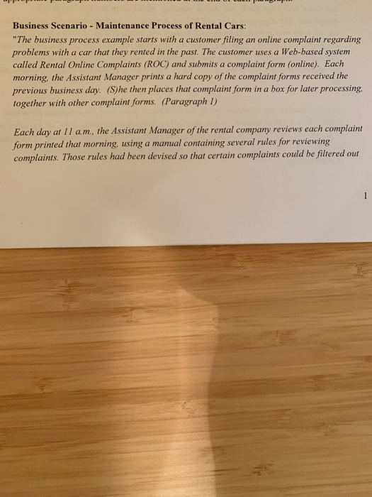 Solved Business Scenario-Maintenance Process of Rental Cars: | Chegg.com