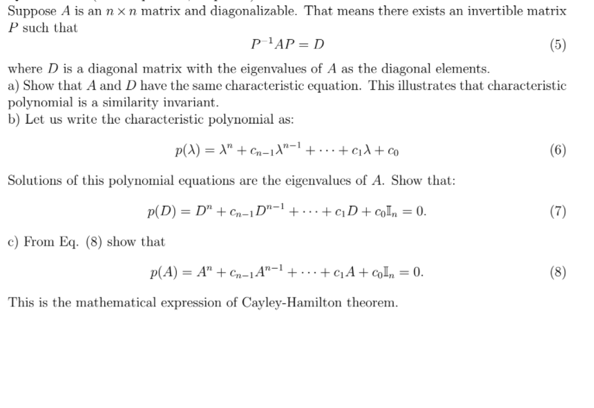 Solved Suppose A is an nx n matrix and diagonalizable. That | Chegg.com