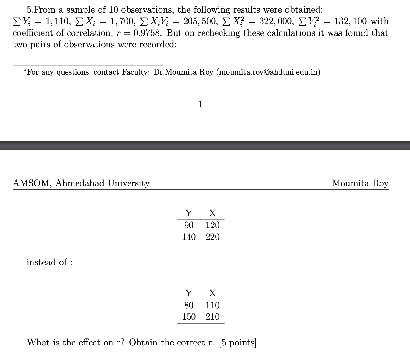 Solved From a sample of 10 observations, the following | Chegg.com