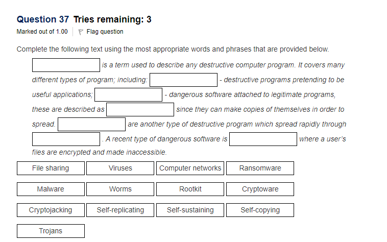 Solved Question 37 Tries remaining: 3 Marked out of 1.00 P | Chegg.com