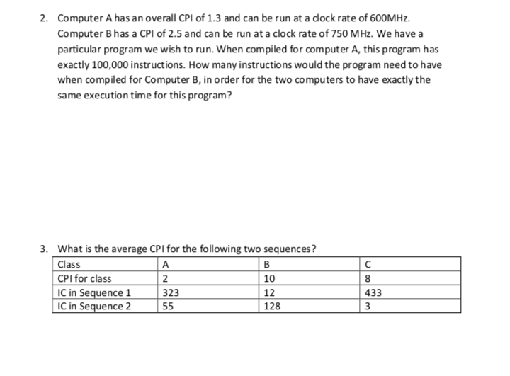 Solved Computer A has an overall CPI of 1.3 and can be run | Chegg.com