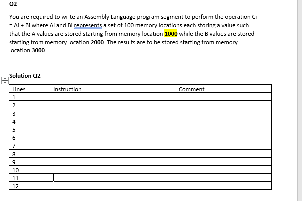 Q2 You are required to write an Assembly Language | Chegg.com