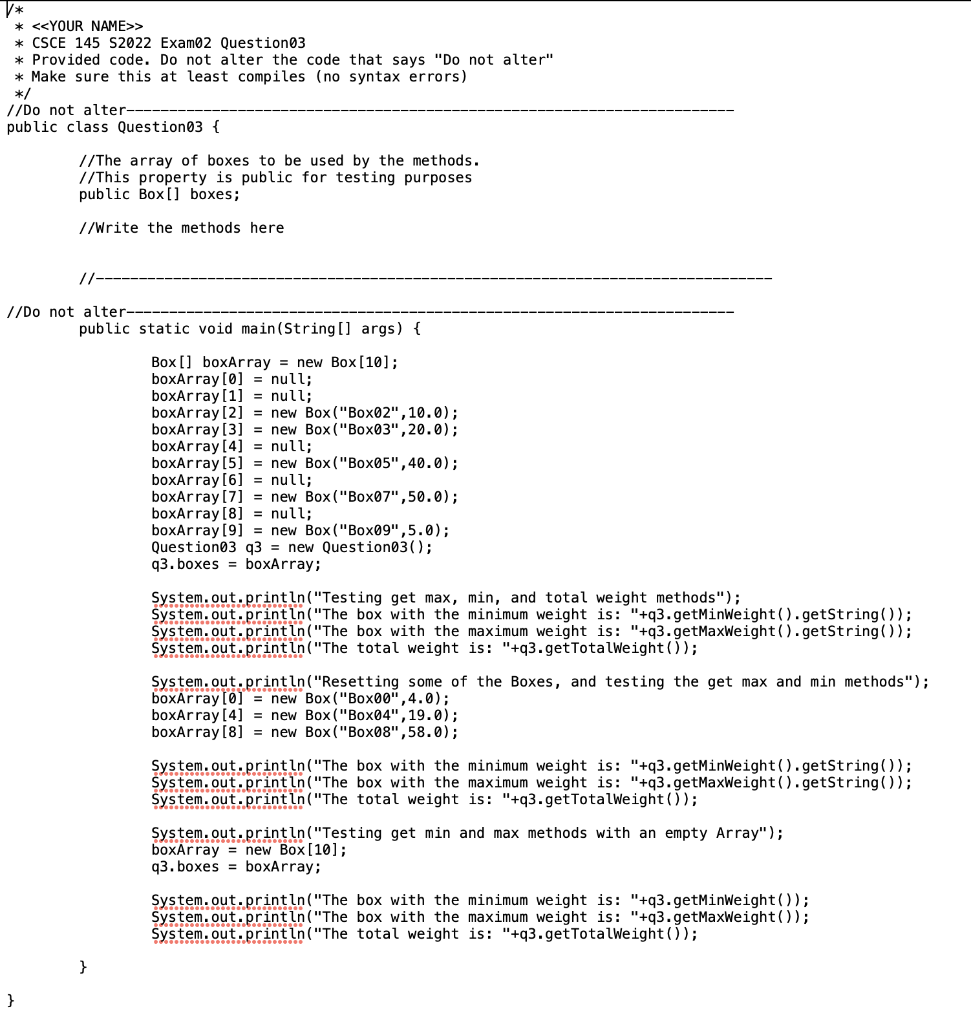 Solved * CSCE 145 S2022 Examo2 Question03 * Provided | Chegg.com