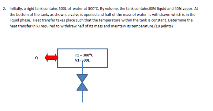 Solved 2. Initially, a rigid tank contains 500L of water at | Chegg.com