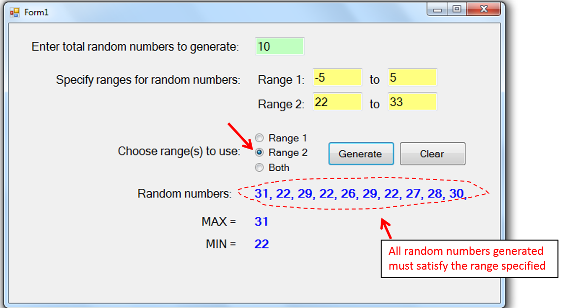Solved Form1 Х Enter total random numbers to generate: 10 | Chegg.com
