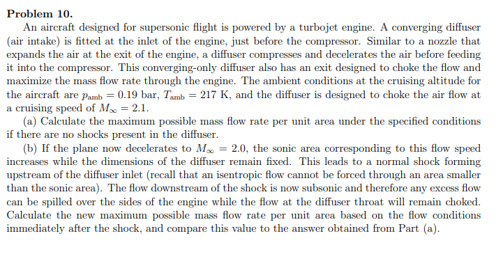 Solved Problem 10. An aircraft designed for supersonic | Chegg.com