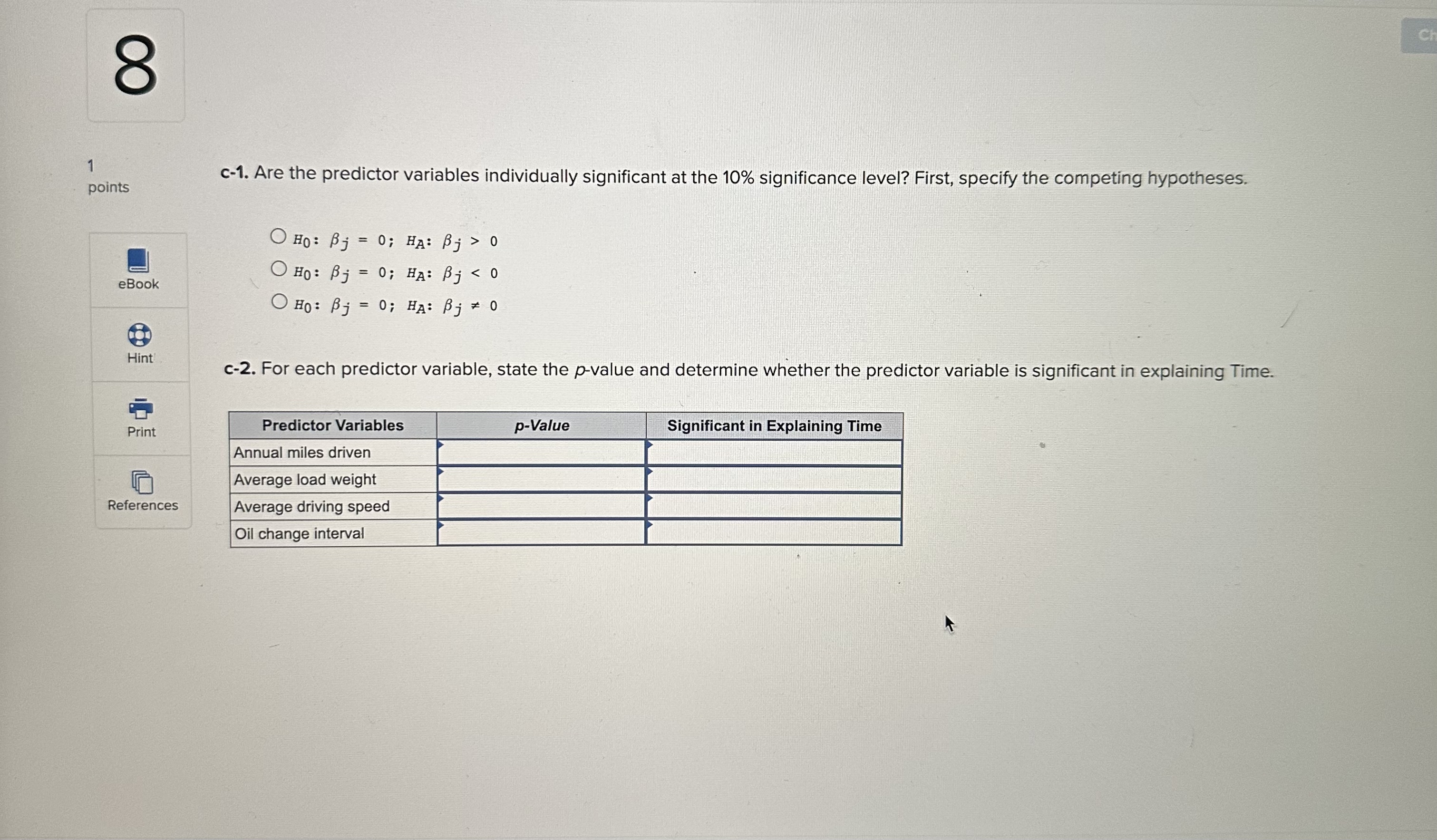 c-1. Are the predictor variables individually | Chegg.com