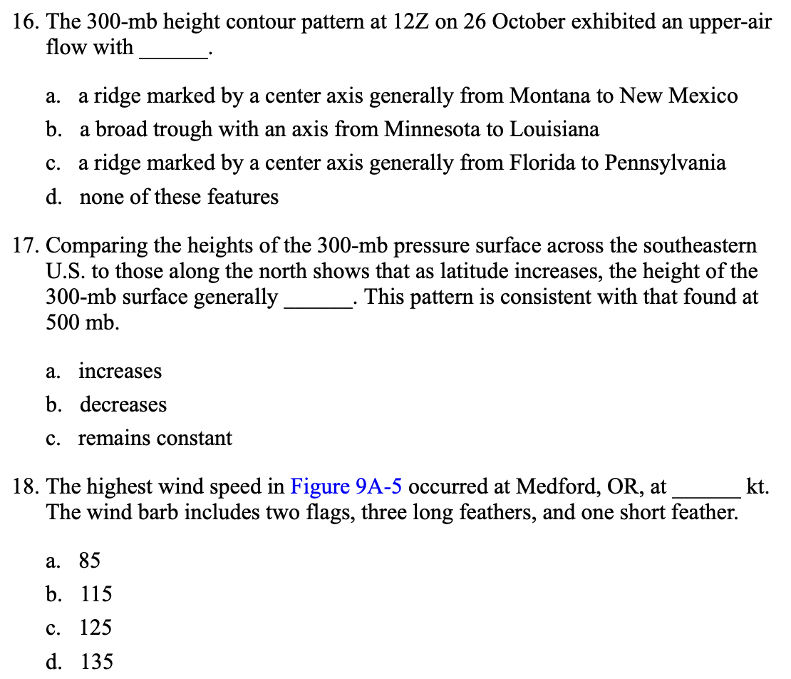 Solved Figure 9A-5. Analyzed weather map with isohypses | Chegg.com