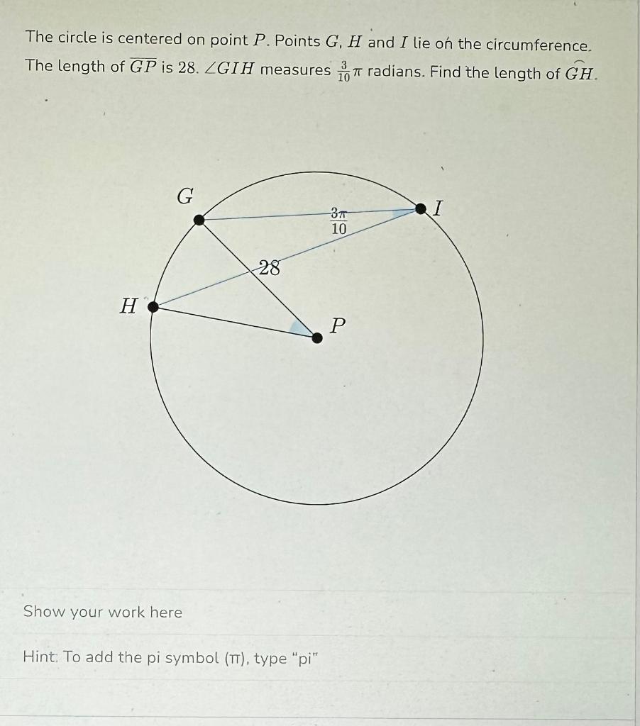 Solved The circle is centered on point P. Points G,H and I | Chegg.com
