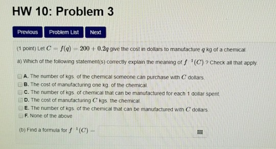 Solved HW 10: Problem 3 Previous Problem List Next (1 point) | Chegg.com