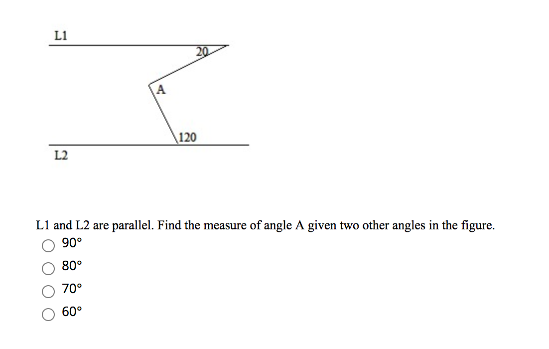Solved L1 120 L2 L1 and L2 are parallel. Find the measure of | Chegg.com