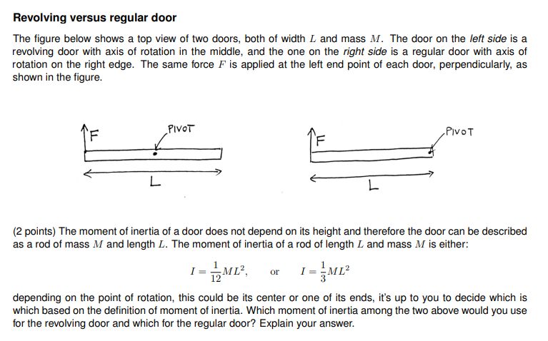 Solved Revolving versus regular door The figure below shows | Chegg.com