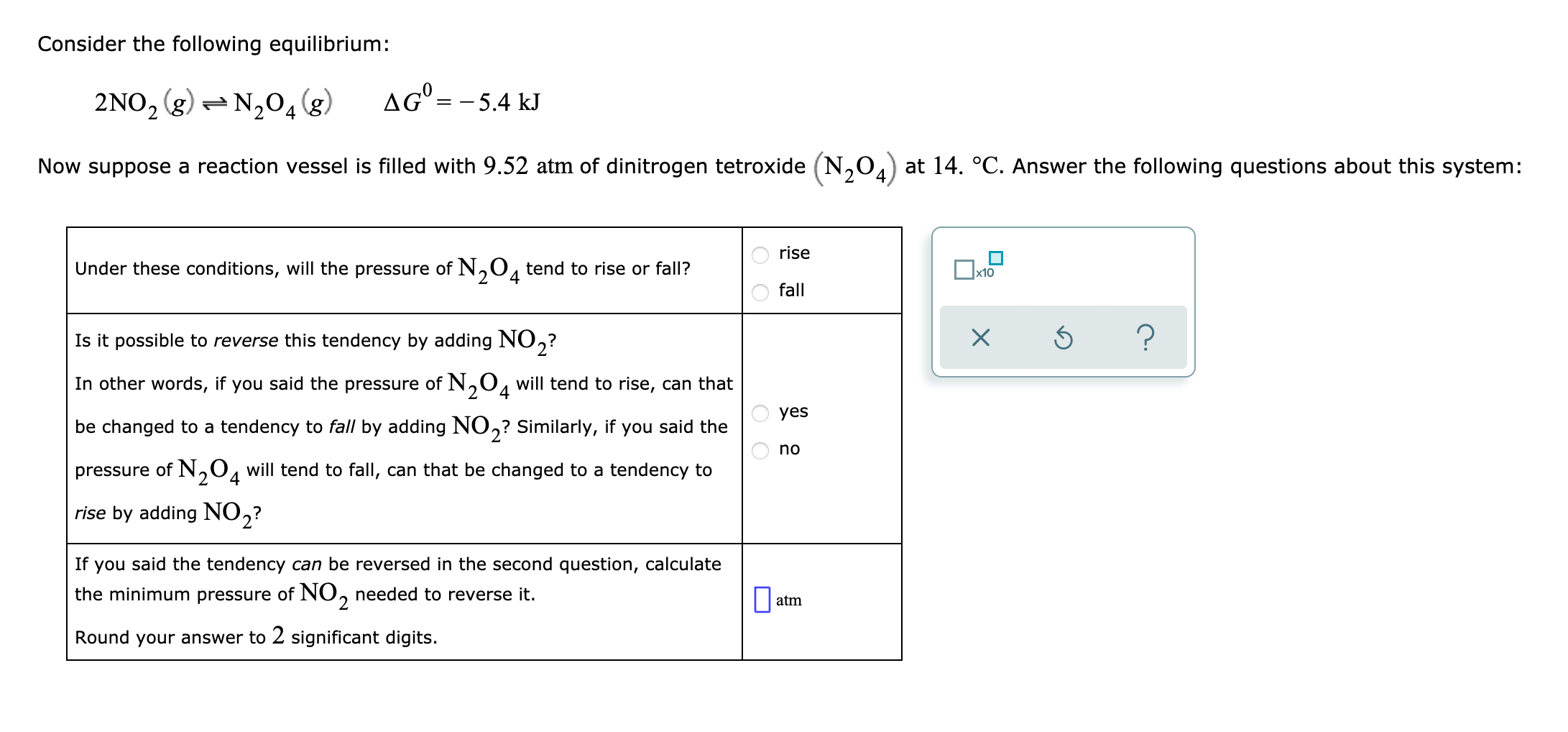 Solved Consider the following equilibrium: 2NO2(g) = N204 | Chegg.com