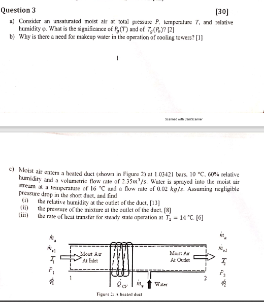 Solved Question 3 [30] a) Consider an unsaturated moist air | Chegg.com