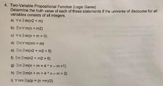 Solved 4. Two-Variable Propositional Function (Logic Game) | Chegg.com