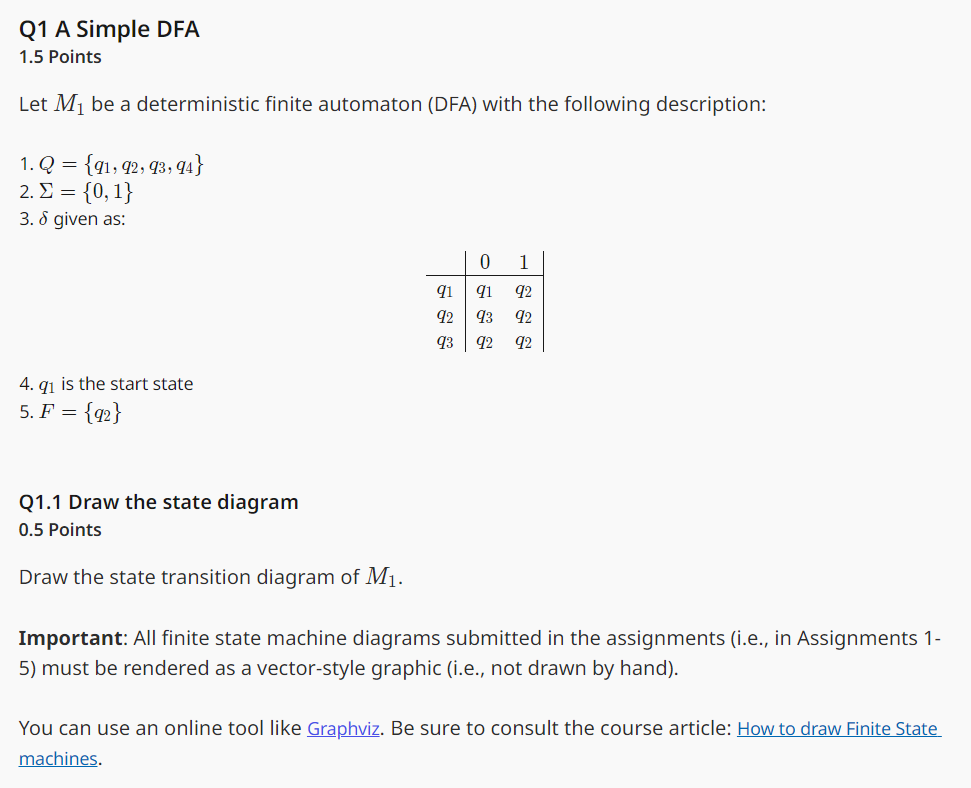 Solved Q1 ﻿A Simple DFA1.5 ﻿PointsLet M1 ﻿be a deterministic | Chegg.com