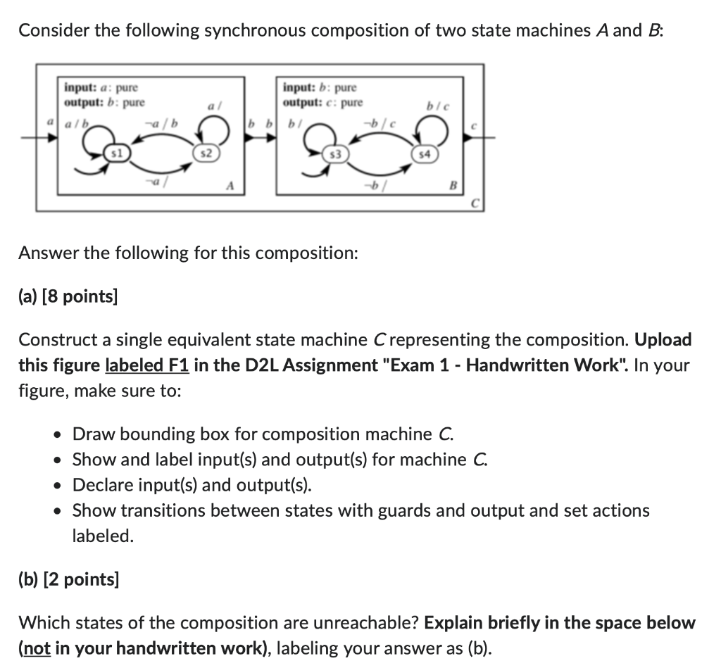 Solved Consider the following synchronous composition of two | Chegg.com