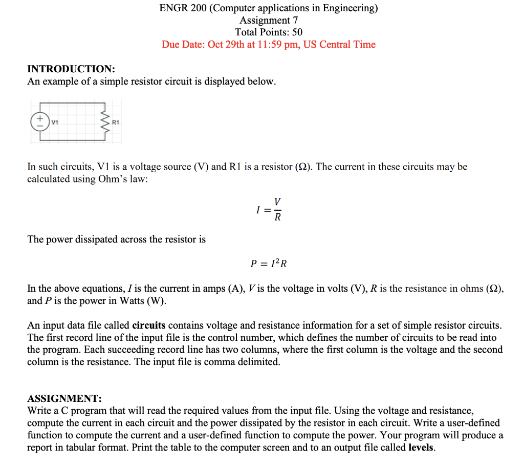Solved ENGR 200 (Computer applications in Engineering) | Chegg.com