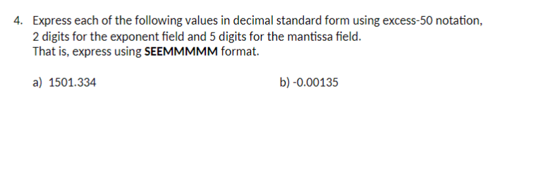 Solved Express each of the following values in decimal | Chegg.com