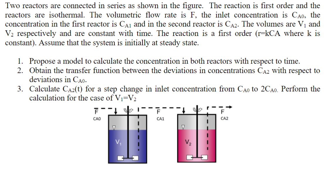 Solved Two reactors are connected in series as shown in the | Chegg.com