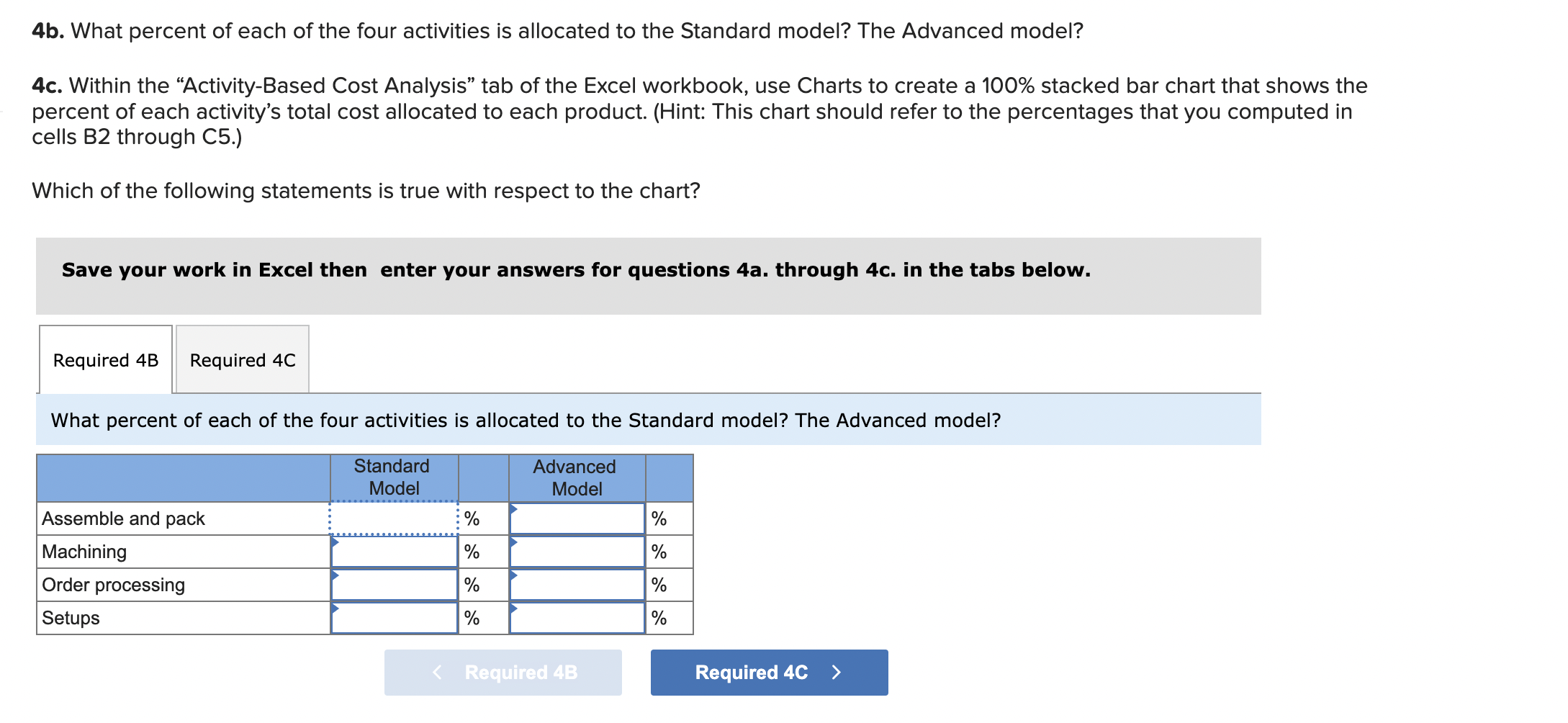 4b. What percent of each of the four activities is | Chegg.com
