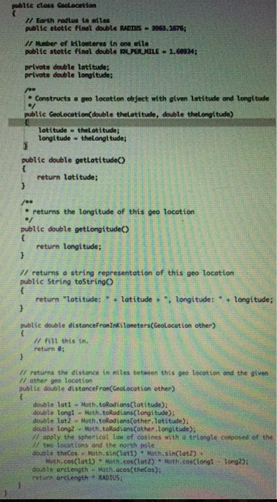 This program extends the GeoLocation class from a | Chegg.com
