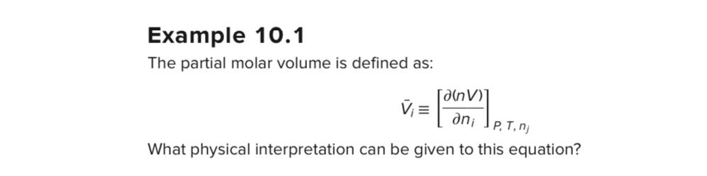 Solved Example 10.1The partial molar volume is ﻿defined | Chegg.com