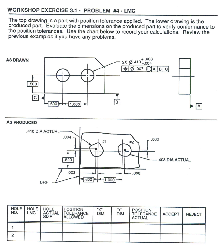 Solved The top drawing is a part with position tolerance | Chegg.com