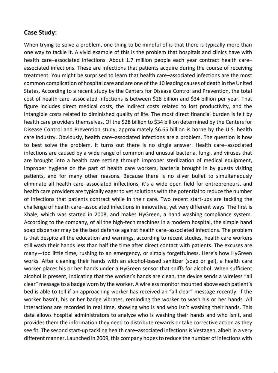 Solved Case Study: When trying to solve a problem, one thing | Chegg.com