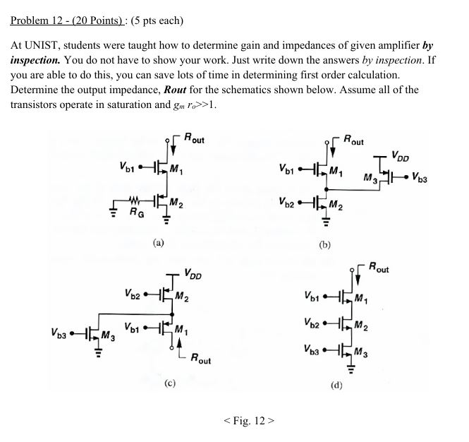 Solved Problem 12 - (20 ﻿Points): (5 ﻿pts each)At UNIST, | Chegg.com