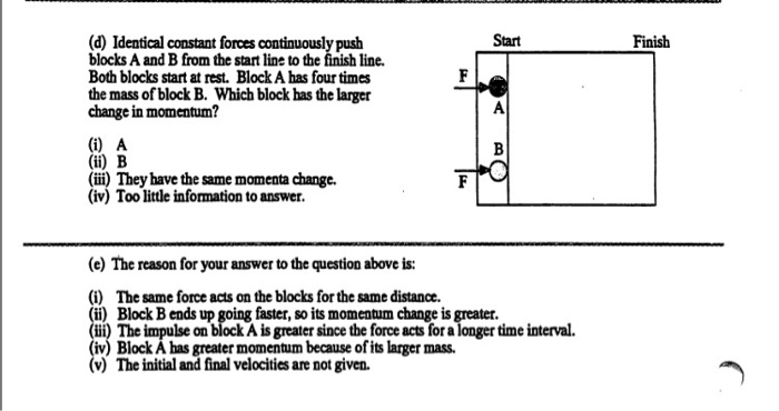 Solved Start Finish (d) Identical constant forces | Chegg.com