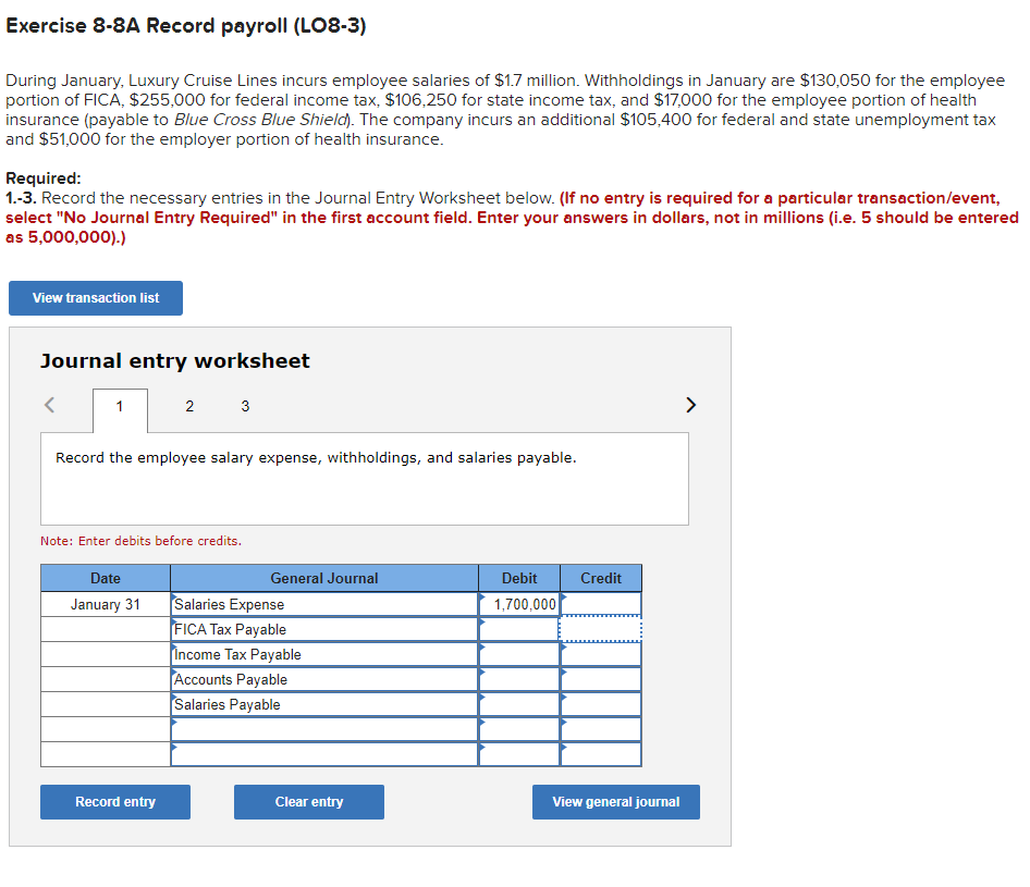 Solved During January, Luxury Cruise Lines incurs employee | Chegg.com
