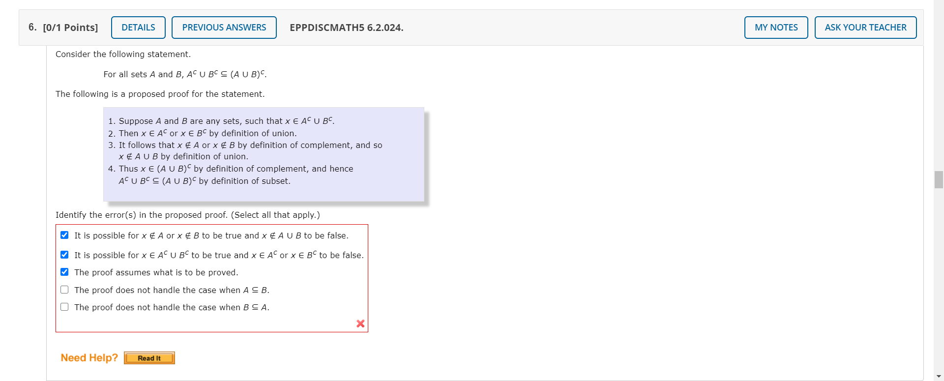 Solved 6. [0/1 Points] DETAILS PREVIOUS ANSWERS EPPDISCMATH5 | Chegg.com